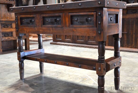 Rustic Old World Console Table, Consola Rustica - Demejico